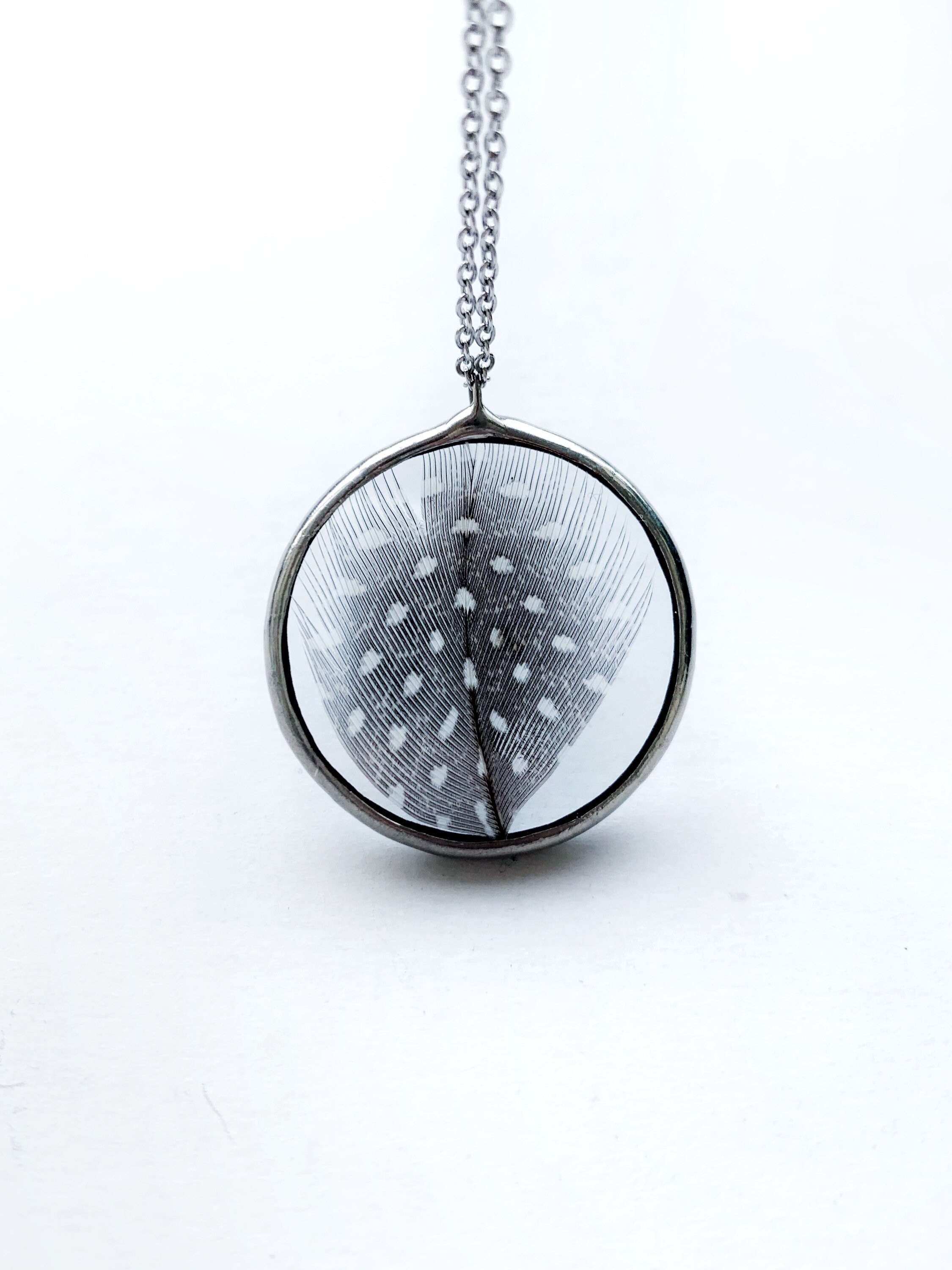 Polka Dot Bird Сircle Stained Glass Necklace With Real Guinea - Etsy