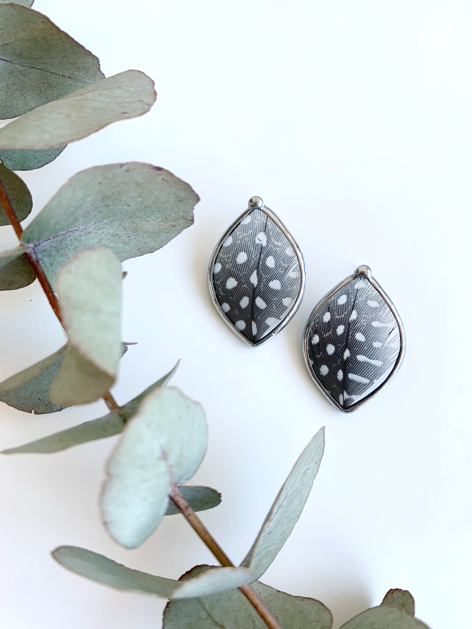 Polka Dot Bir Elegant Stained Glass Earrings With Real Guinea - Etsy