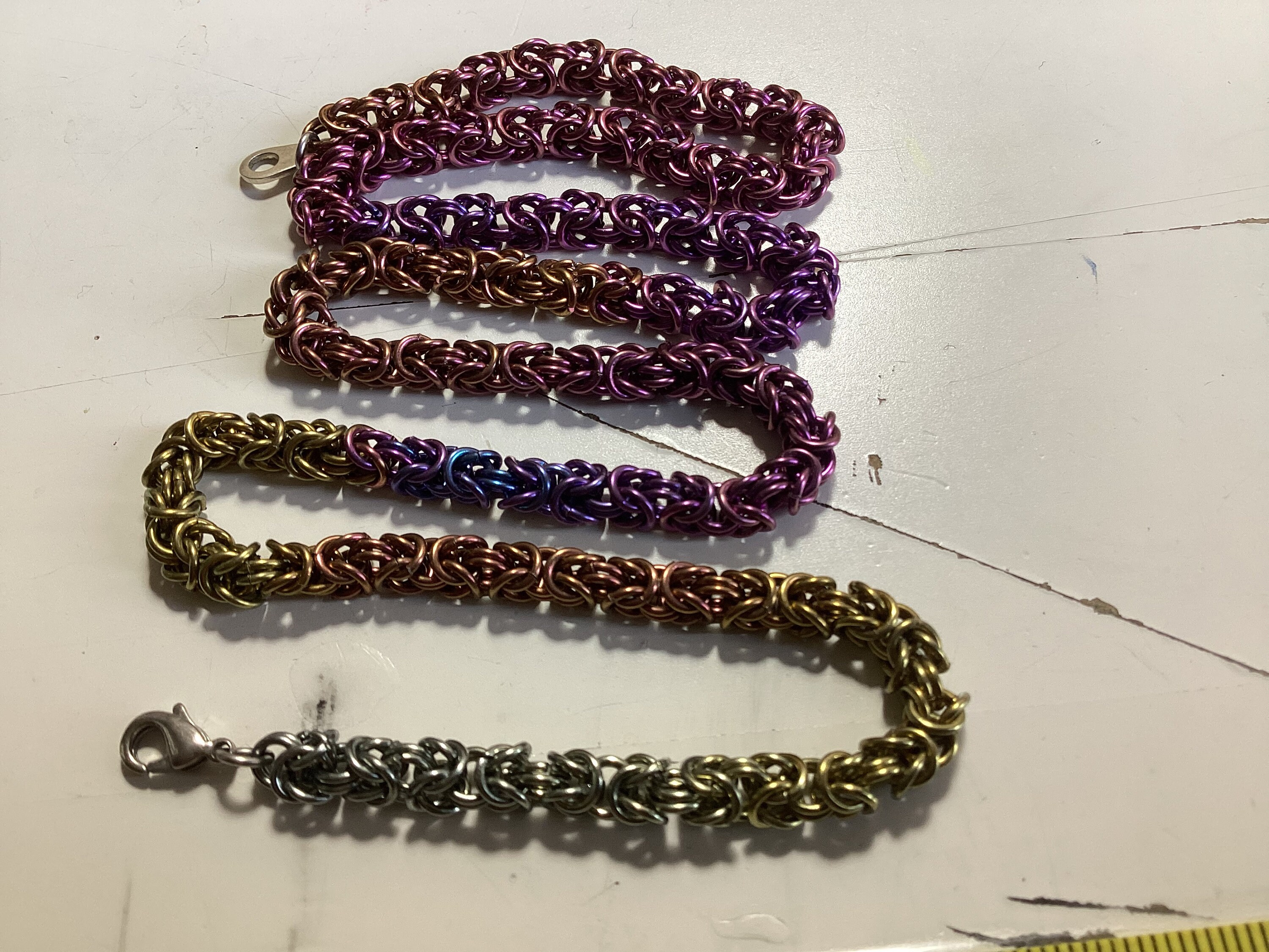 Ombre Anodized Niobium Byzantine Rope Necklace - Etsy