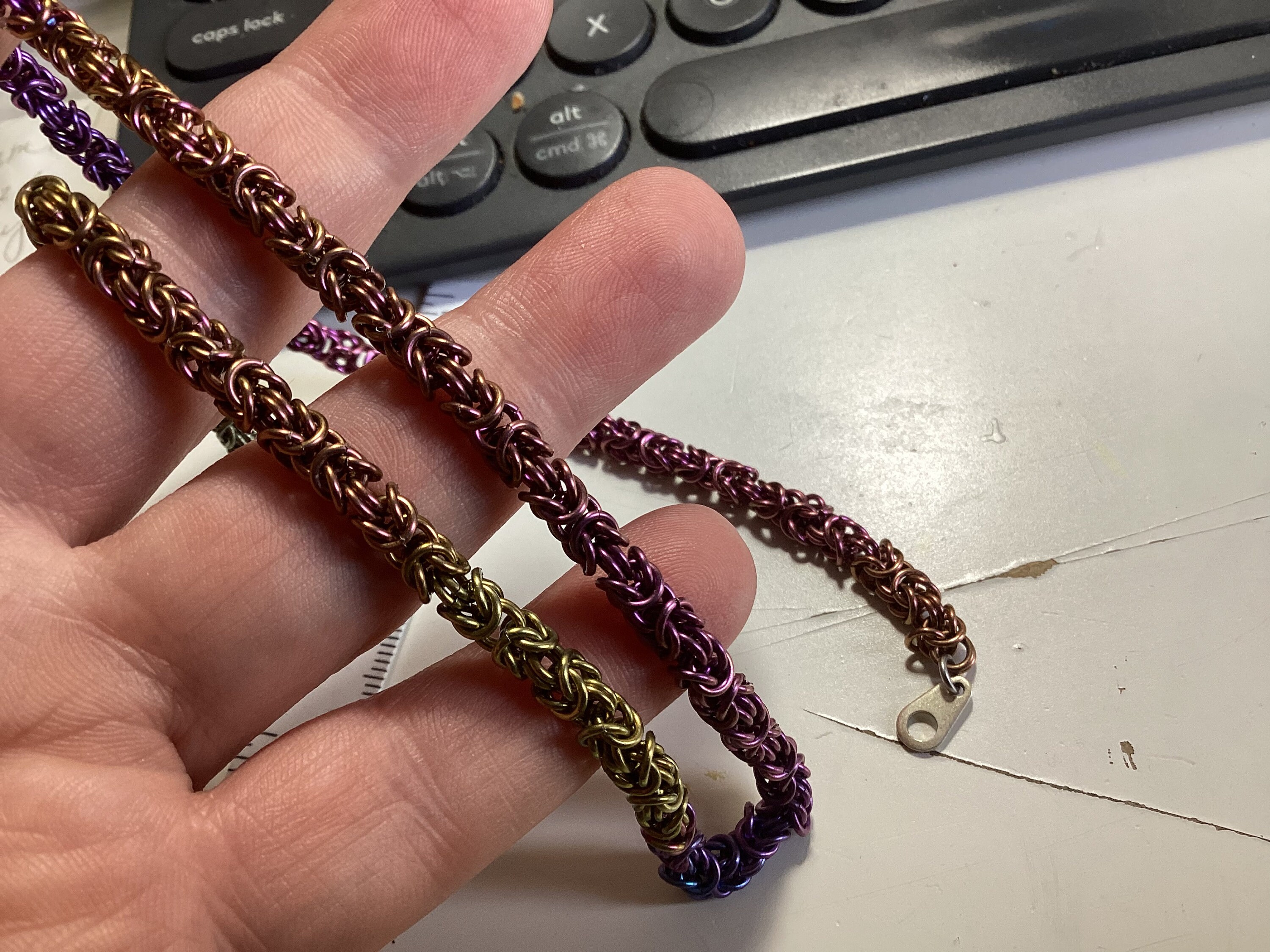 Ombre Anodized Niobium Byzantine Rope Necklace - Etsy