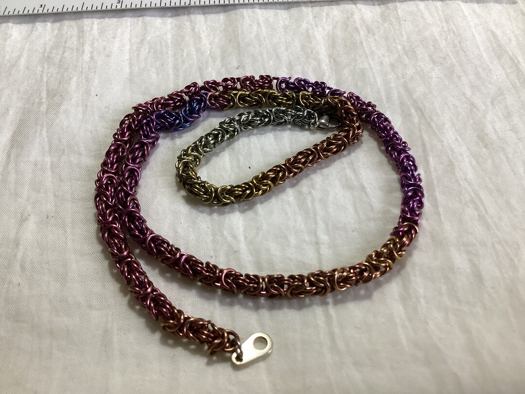 Ombre Anodized Niobium Byzantine Rope Necklace - Etsy