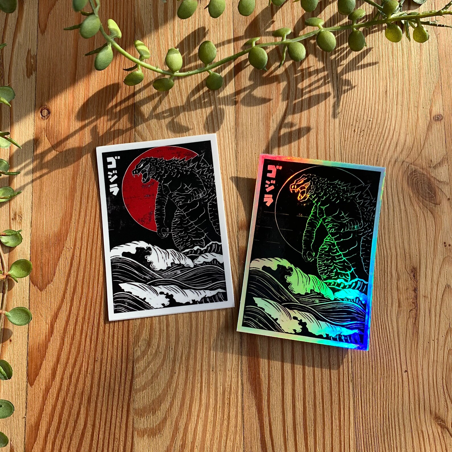 Godzilla & Jaws Sticker // Japanese // Film Fan Art // | Etsy