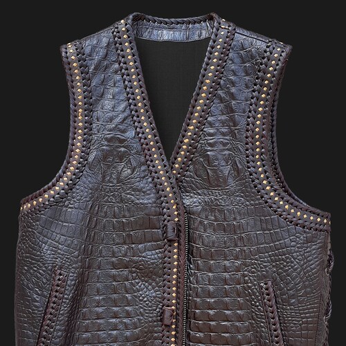 Gator Embossed Leather Vest for Bikers. 100% Handcrafted Vest. - Etsy
