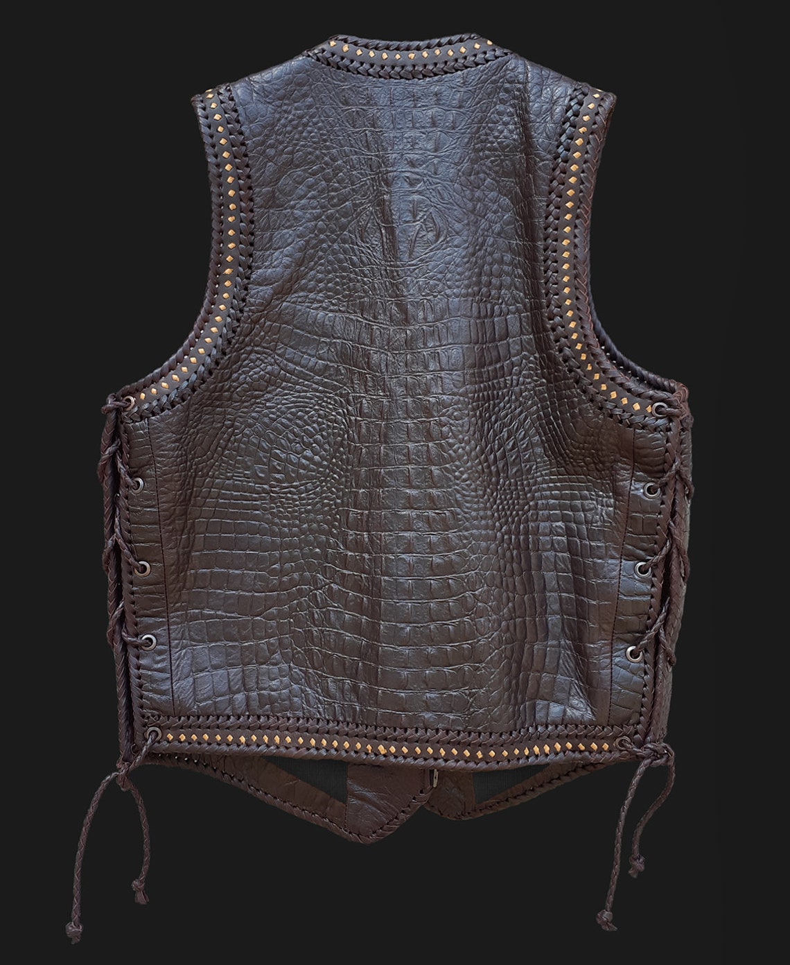 Gator Embossed Leather Vest for Bikers. 100% Handcrafted Vest. - Etsy