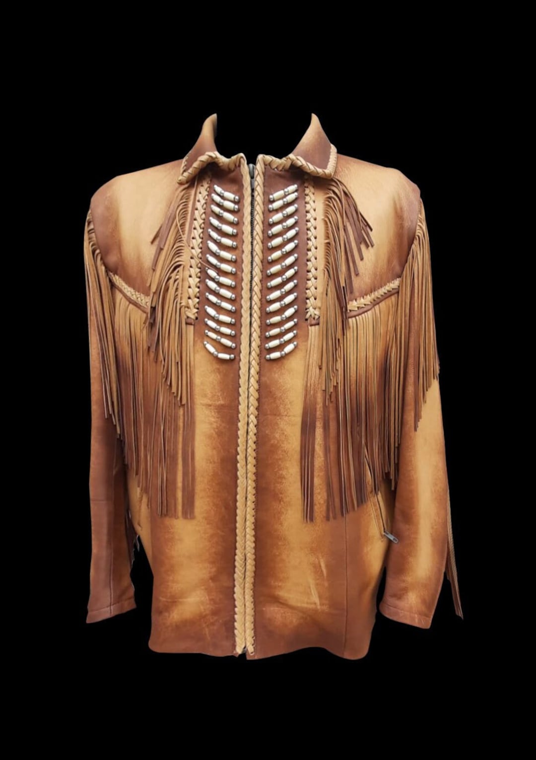 Western-style Leather Jacket With Fringe. Handcrafted and Hand Braided ...