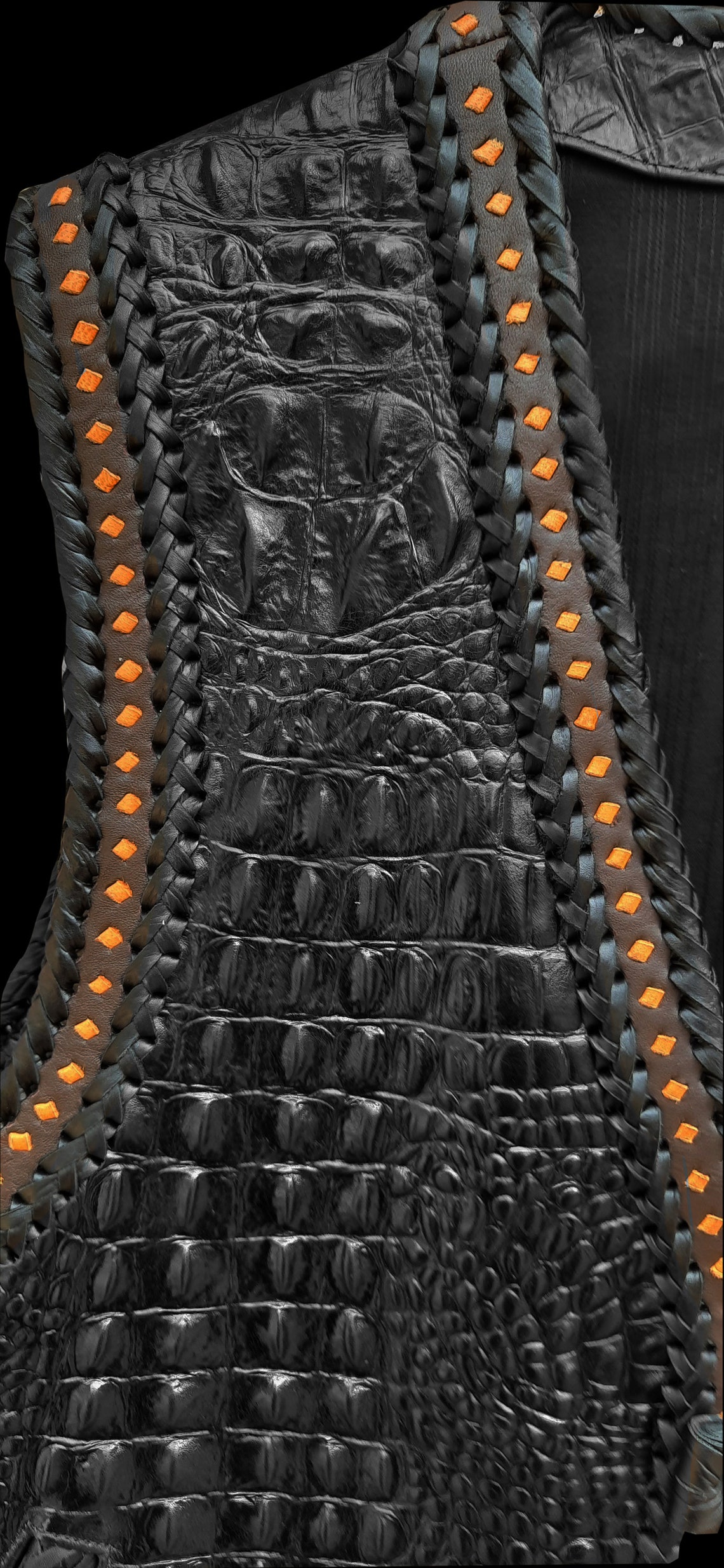 Gator Embossed Leather Vest for Bikers. 100% Handcrafted Vest. - Etsy