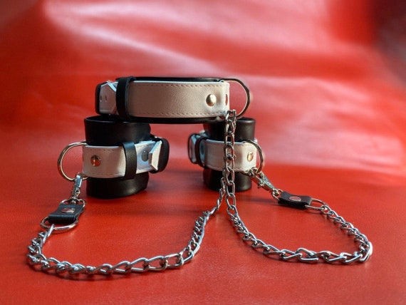 Bondage Leather Set Fsman Collar and Handcuffs - Etsy