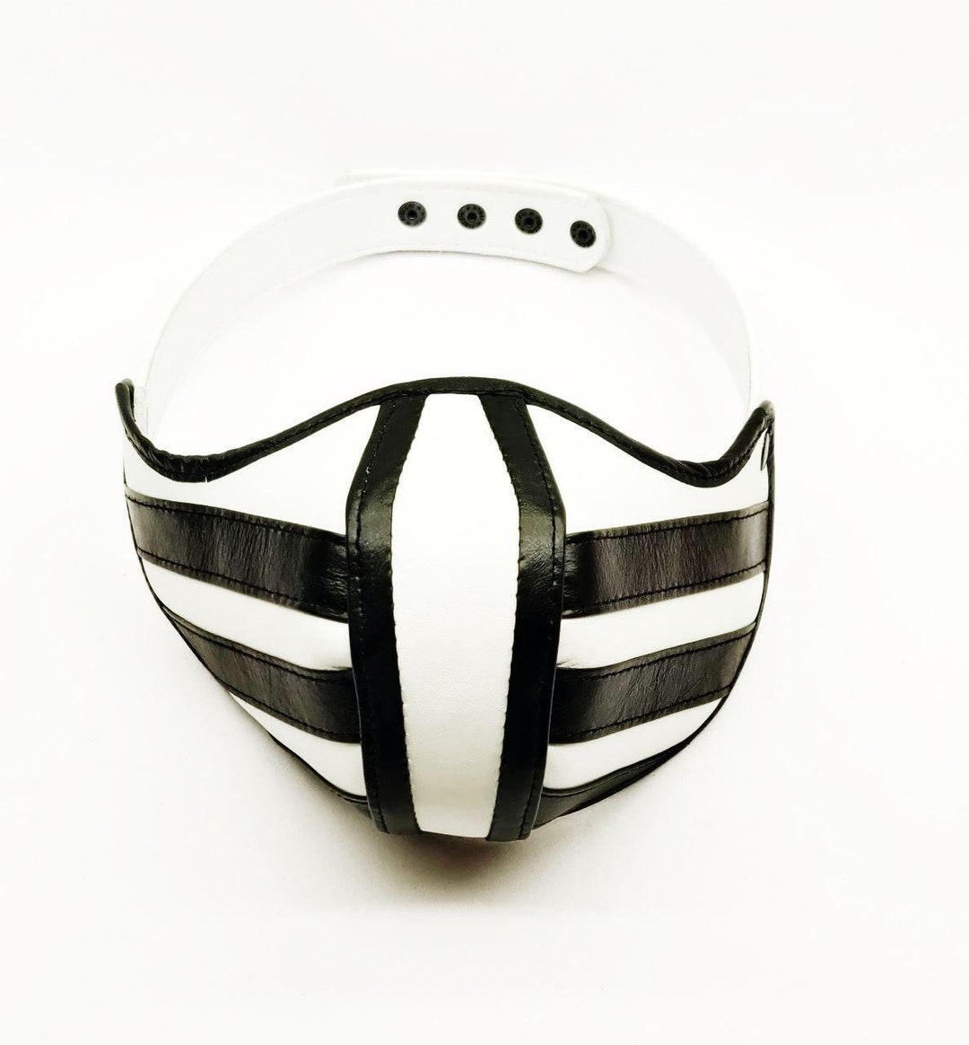 White Base Leather Mask With Lines by Fsman - Etsy