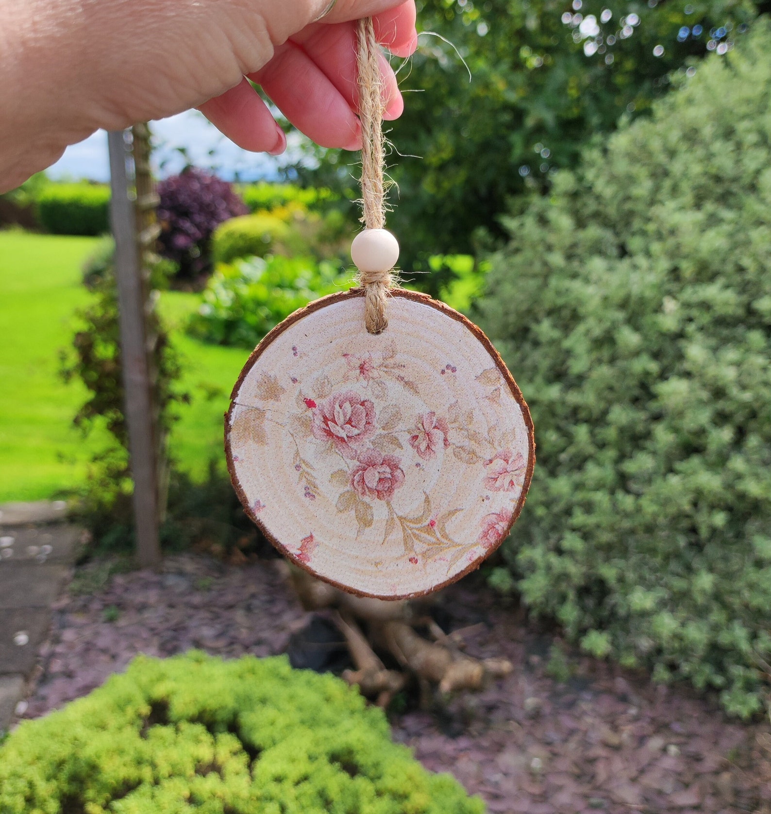 Decoupage Wood Slice \ Hanging Decorations \ Nature \ Home Decor \ Wood ...