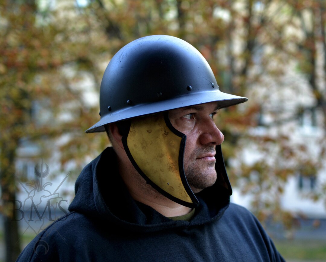 Helmet With Brass Cheek Plates Fantasy LARP - Etsy
