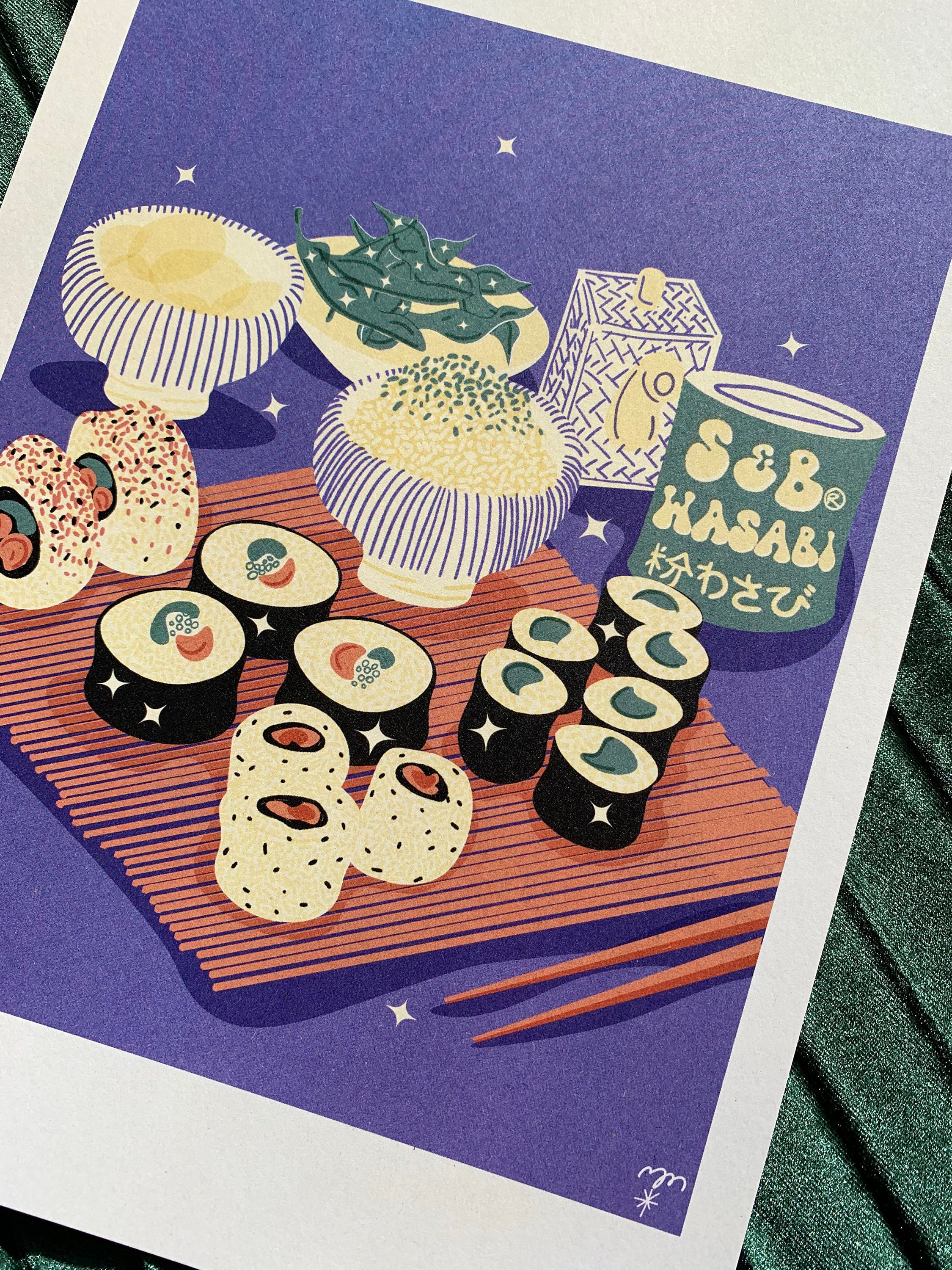 SUSHI NIGHT A4 illustrated digital art print - Etsy.de
