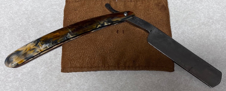 Vintage Marbleized Two Golden Man Straight Razor Knife for Shaving ...