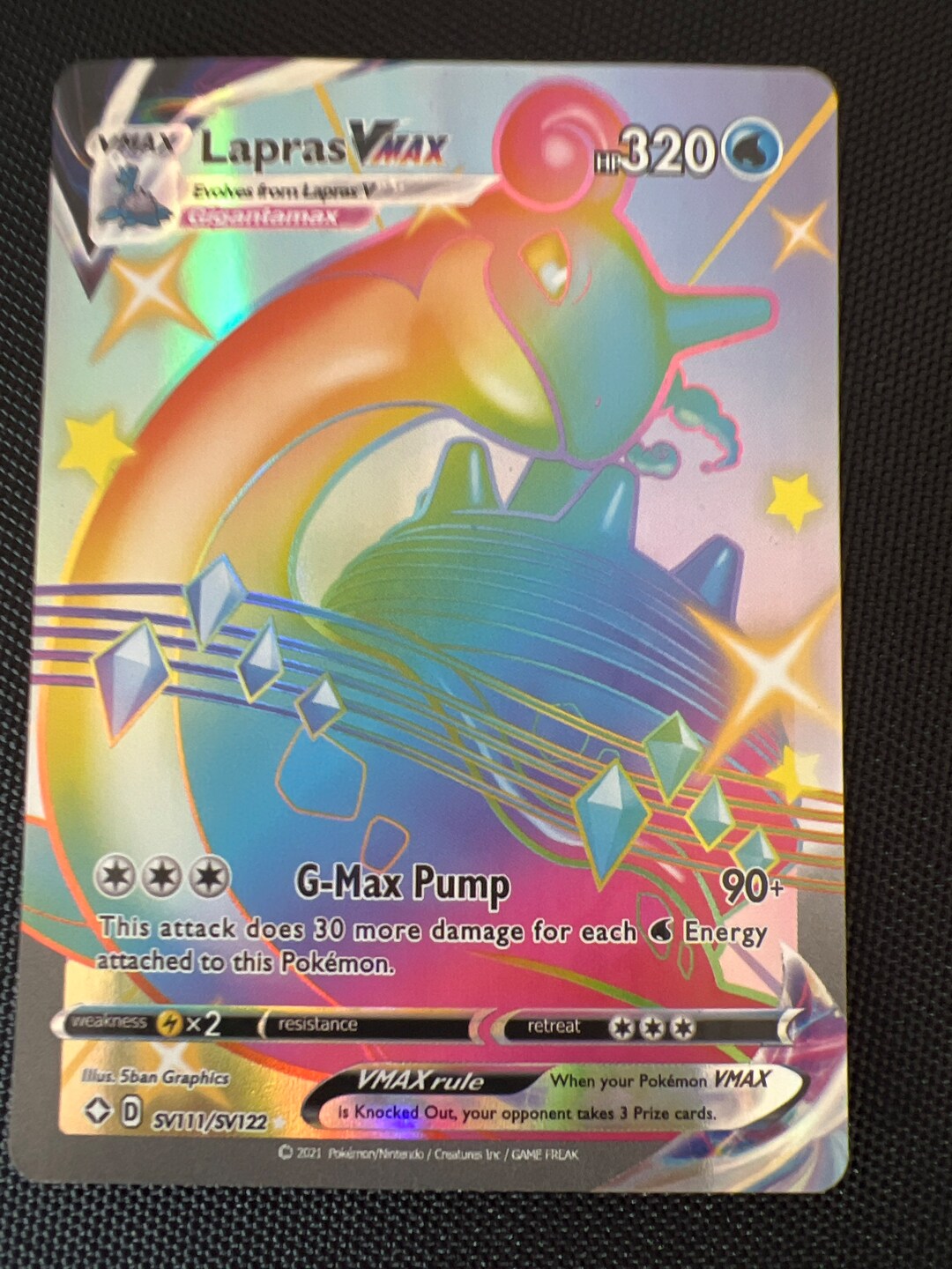 Rainbow Rare Lapras Vmax 203/202 Sword and Shield Base Set - Etsy