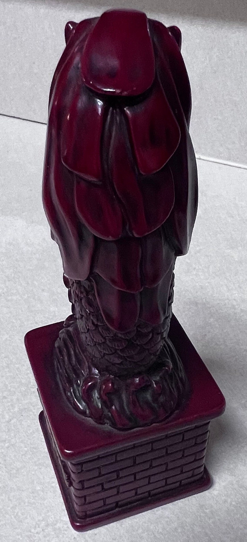 Vintage 7-inch Red Wood Carved Singapore Merlion Sea Lion Statue - A ...