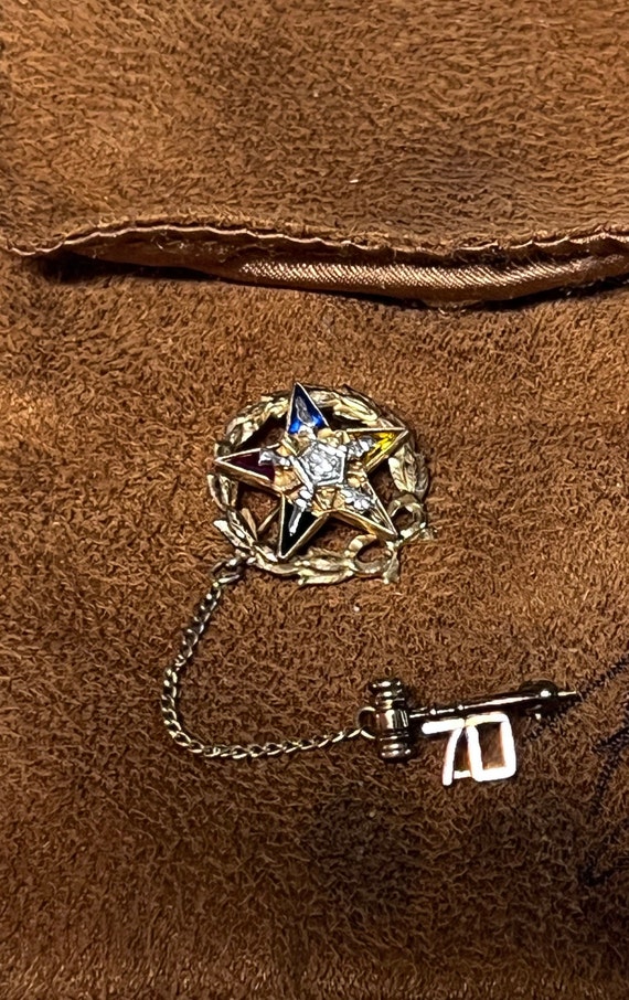 1920s Order of The Eastern Star 10k Gold Diamond Pin:… - Gem