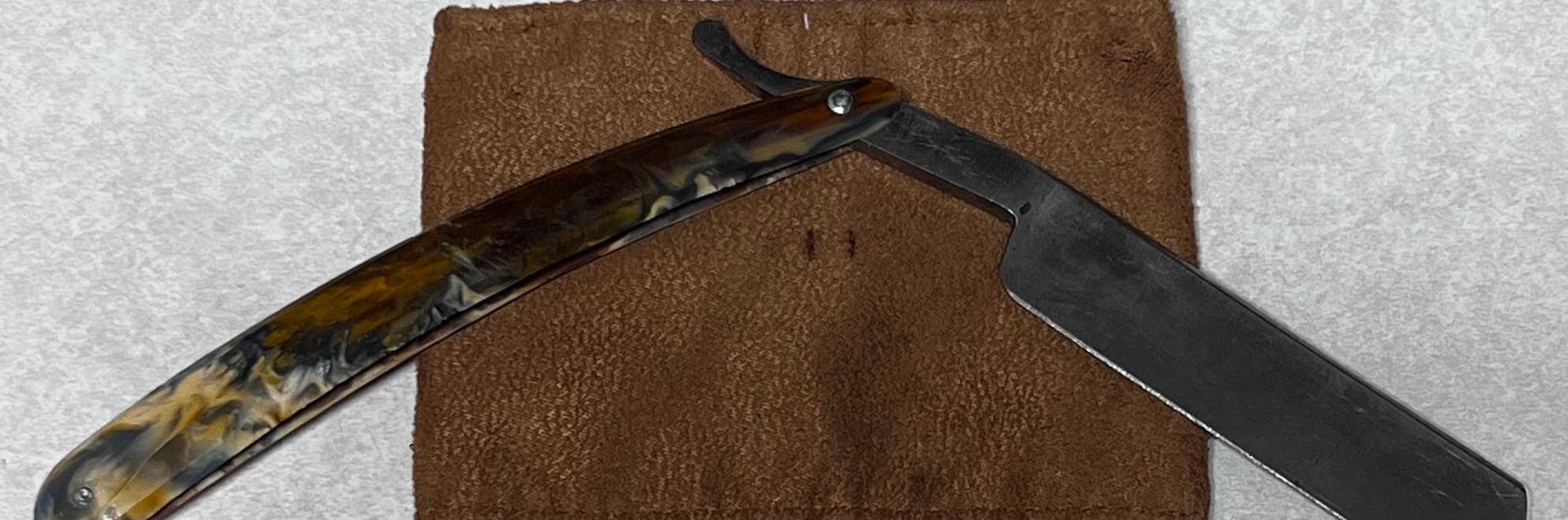 Vintage Marbleized Two Golden Man Straight Razor Knife for Shaving ...