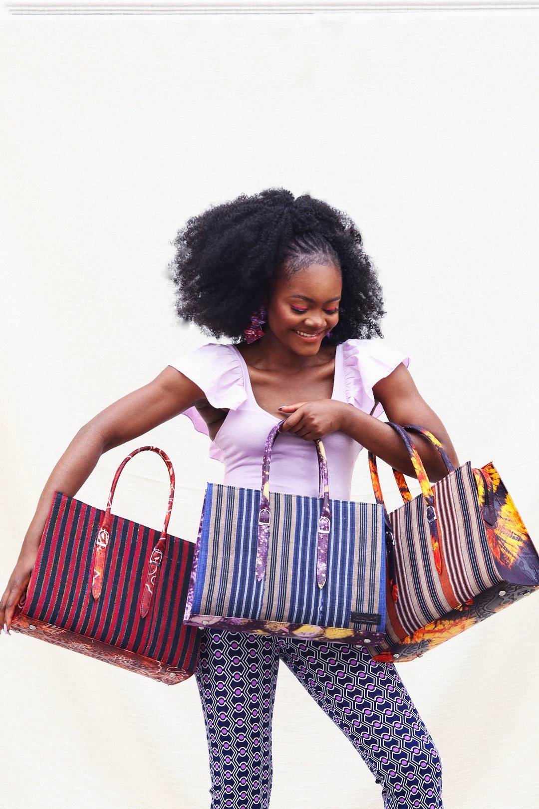 Handmade Aso-oke Traditional African Fabric Handbag | Handwoven Bag ...