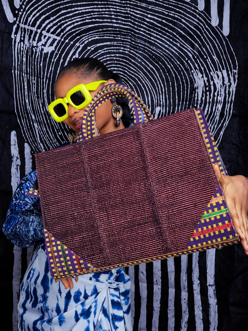Aso-oke Handmade Boxy Bag / Silk Woven Prints Box Bag / Ethical Bag ...