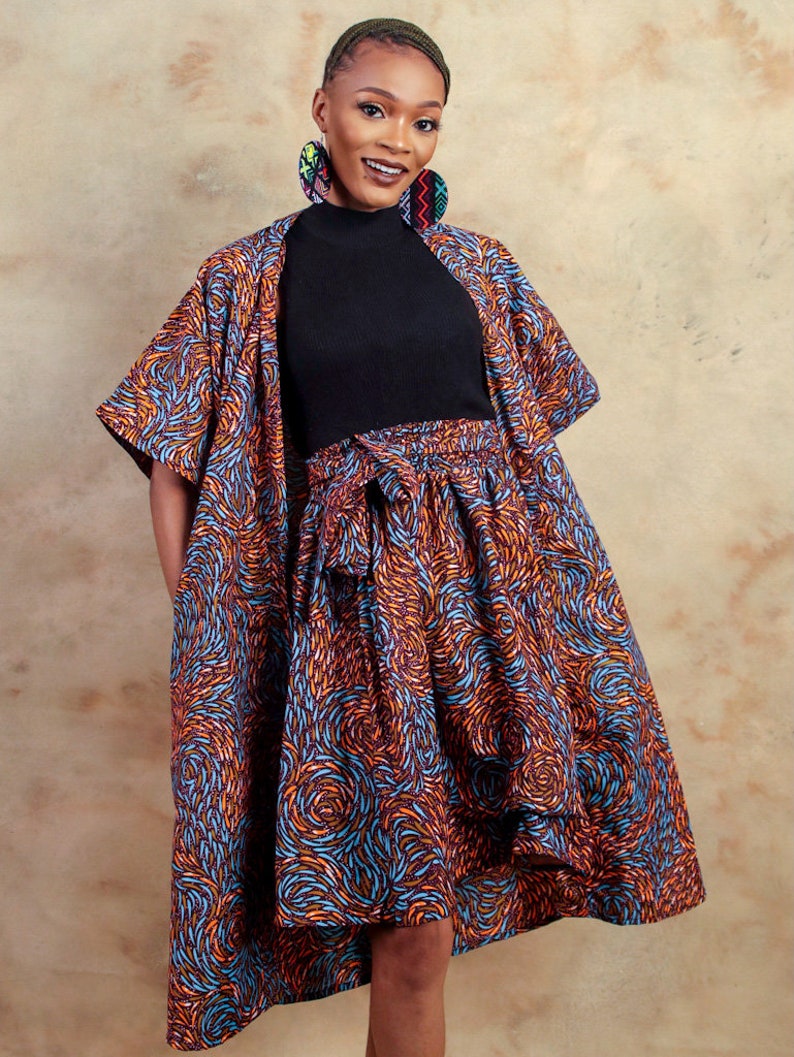 Afrochic Kimono and Skirt Matching Set Occasion African Prints Matching ...