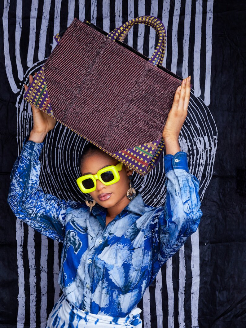 Aso-oke Handmade Boxy Bag / Silk Woven Prints Box Bag / Ethical Bag ...