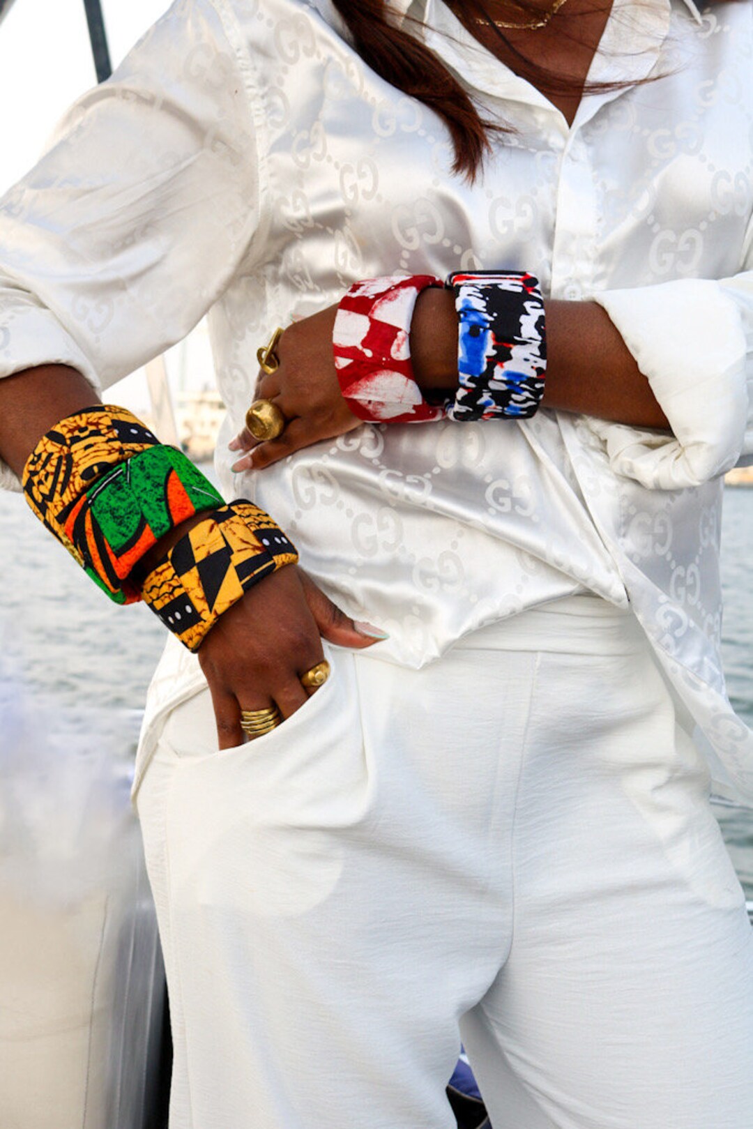 Handmade Bangles African Prints Bangles Bangles for Her Large African ...