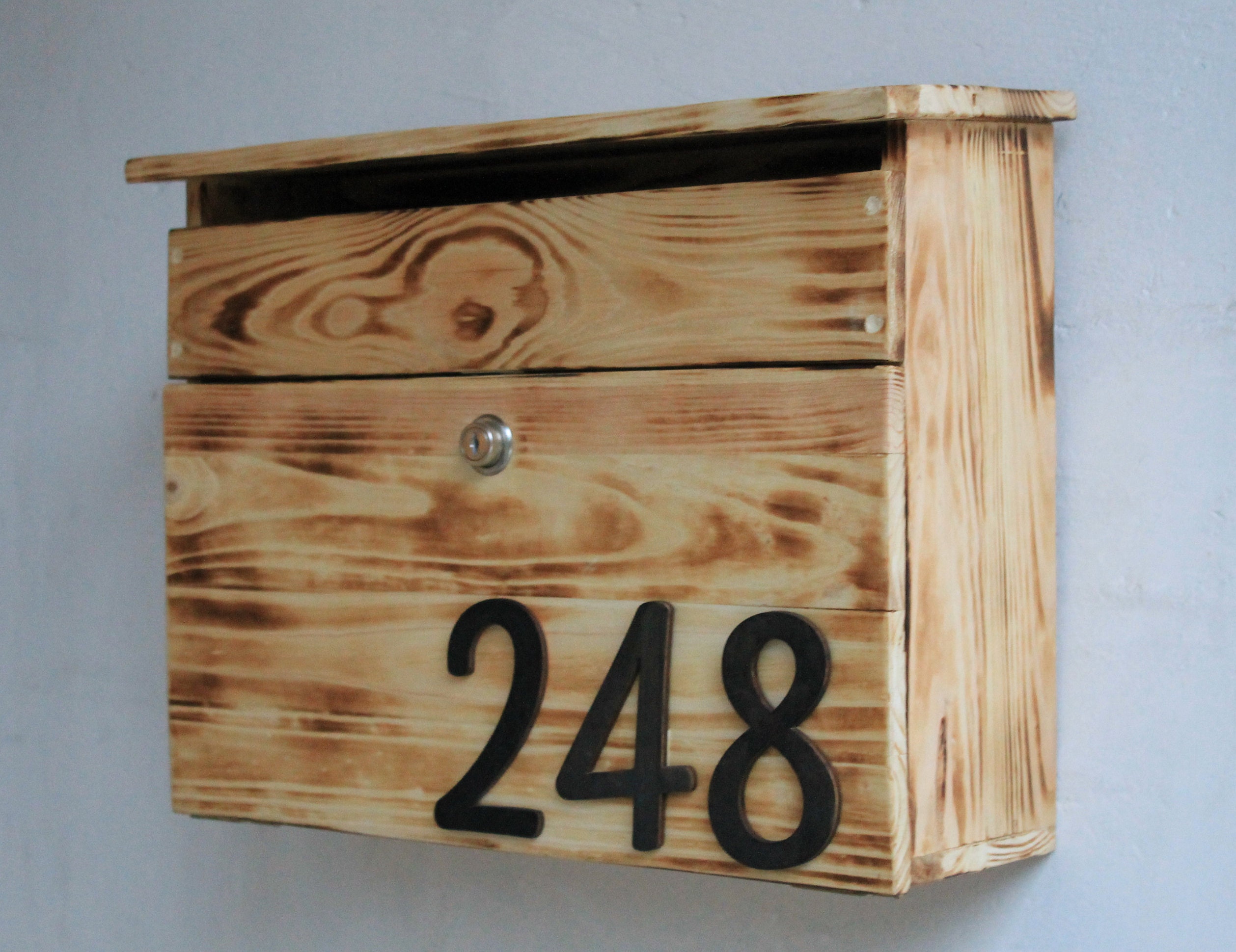 Modern Mailbox Wood Large Kodern Mail Box Rustic Post Box - Etsy