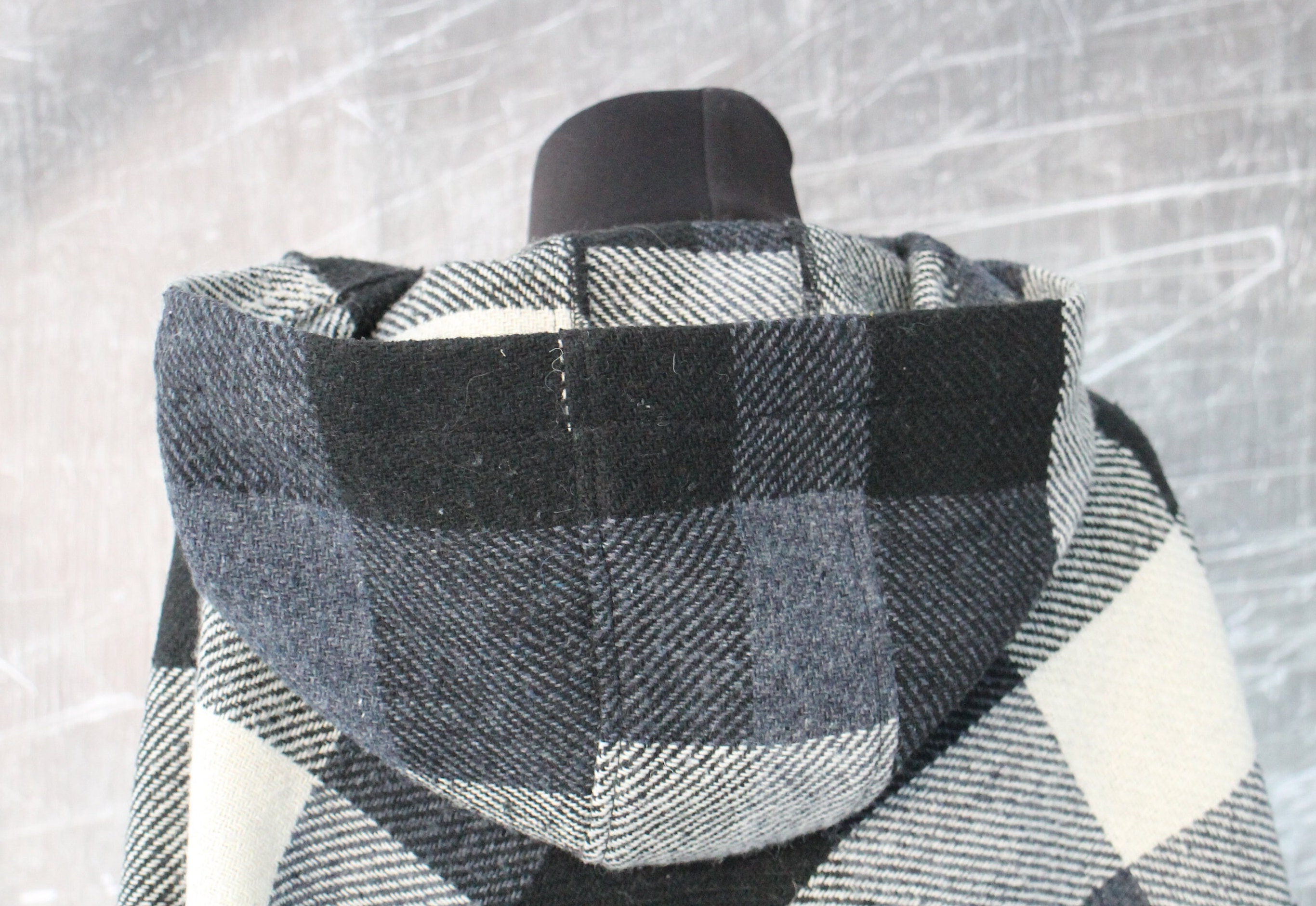 Wool Blanket Poncho Cape With Hood, Blanket Jacket,checkered Wool ...