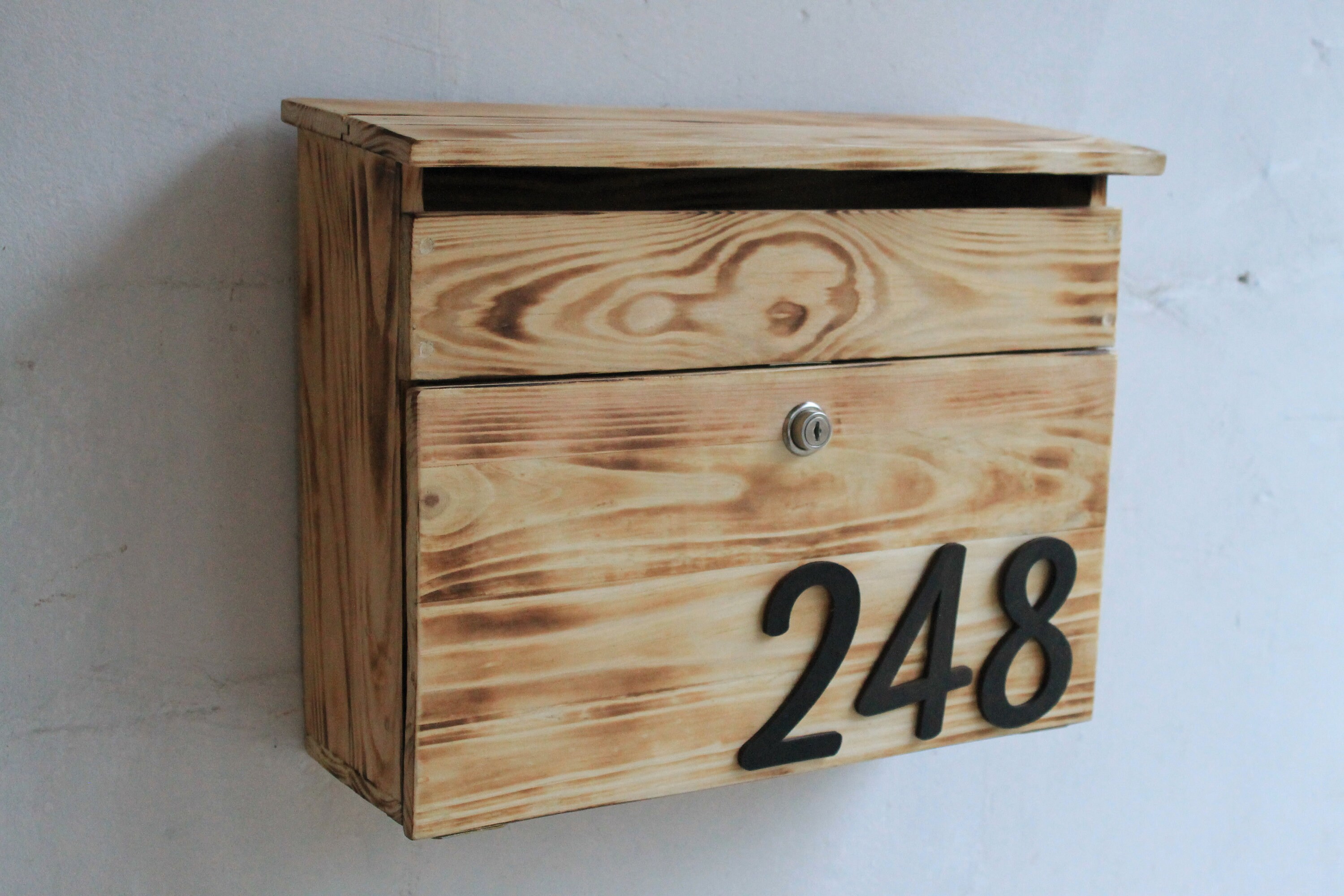 Modern Mailbox Wood Large Kodern Mail Box Rustic Post Box - Etsy