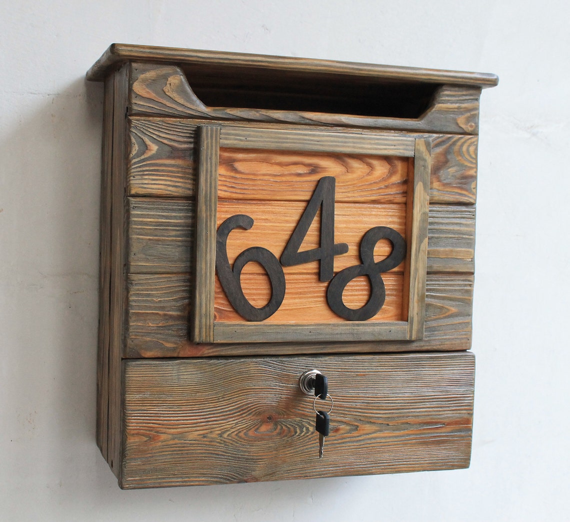 Holz-Postfach Briefkasten holz Outdoor-Holz Bauernhaus | Etsy