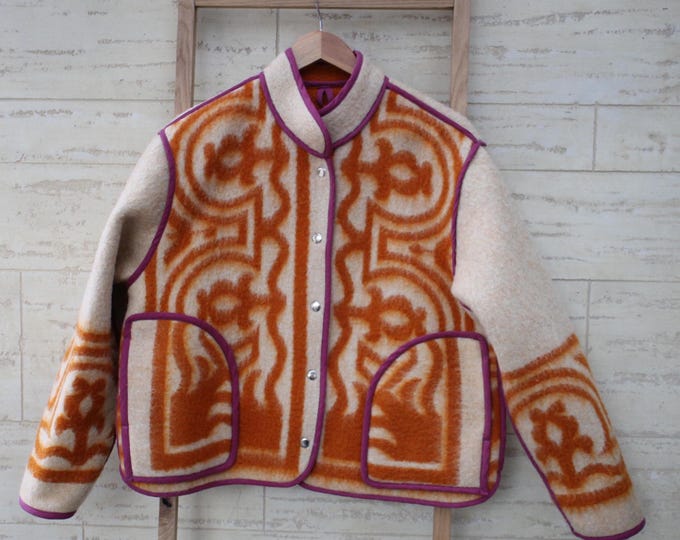 Blanket Jacket, Upcycled Blanket Coat Jacket,woollen Blanket,upcycled ...