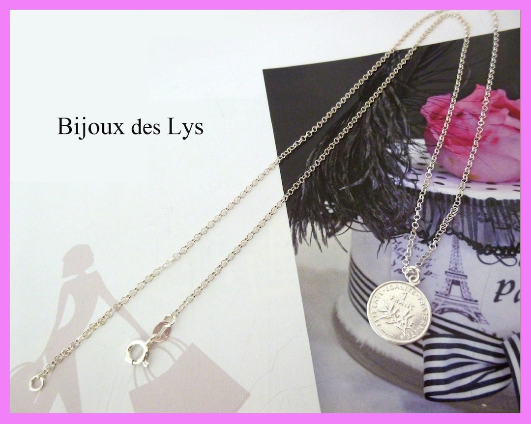 Collier pendentif PIECE de Monnaie en ARGENT MASSIF 925 collier ...