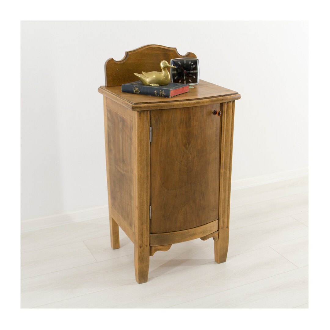 Rustic Farmhouse Bedside Cabinet, Vintage Night Stand of Solid Wood ...