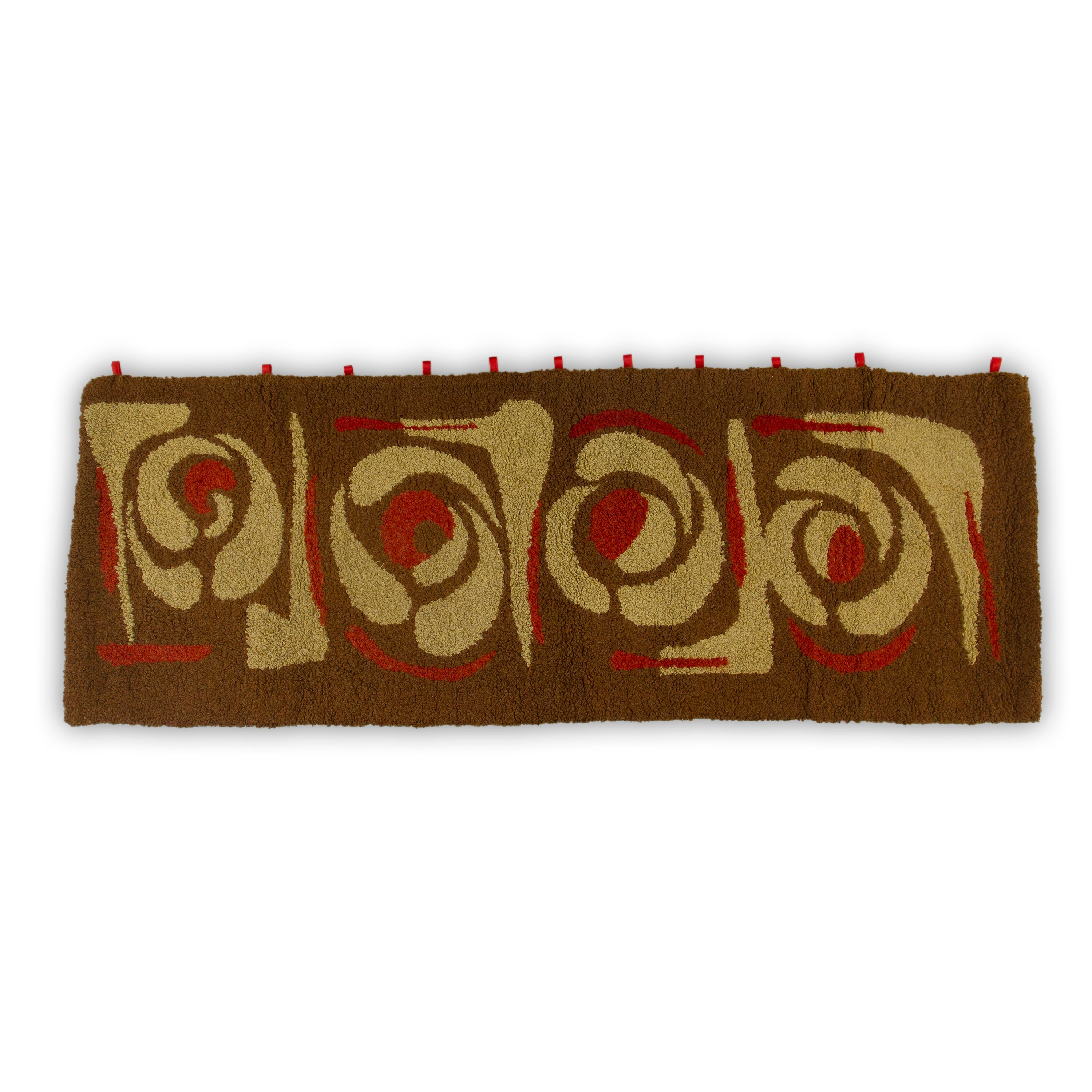 Mid Century Rya Teppich in braun, Geometrisches Design handgeknüpfter ...