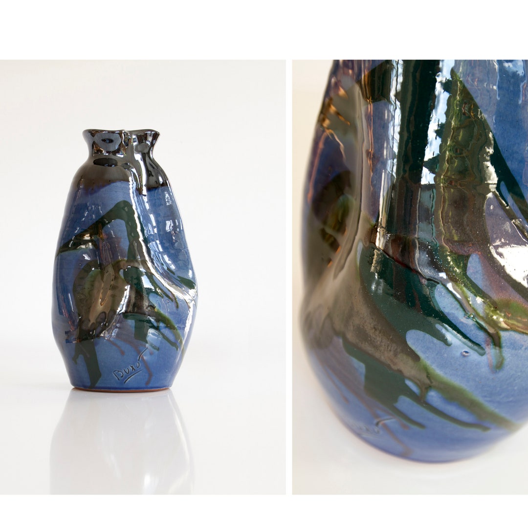 Vintage Ceramic Vase, Mid Century Pottery, Abstract Thomas Buxo Vase in ...