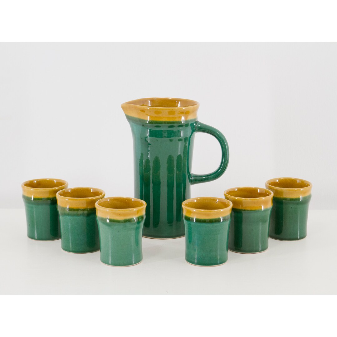 Vintage Drink Service, Mid Century Modern Ceramic Cups and Jug, 60s ...