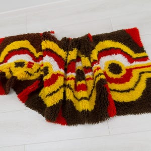 Mid Century Rya Rug With Circle Pattern, Vintage Space Age Wall ...