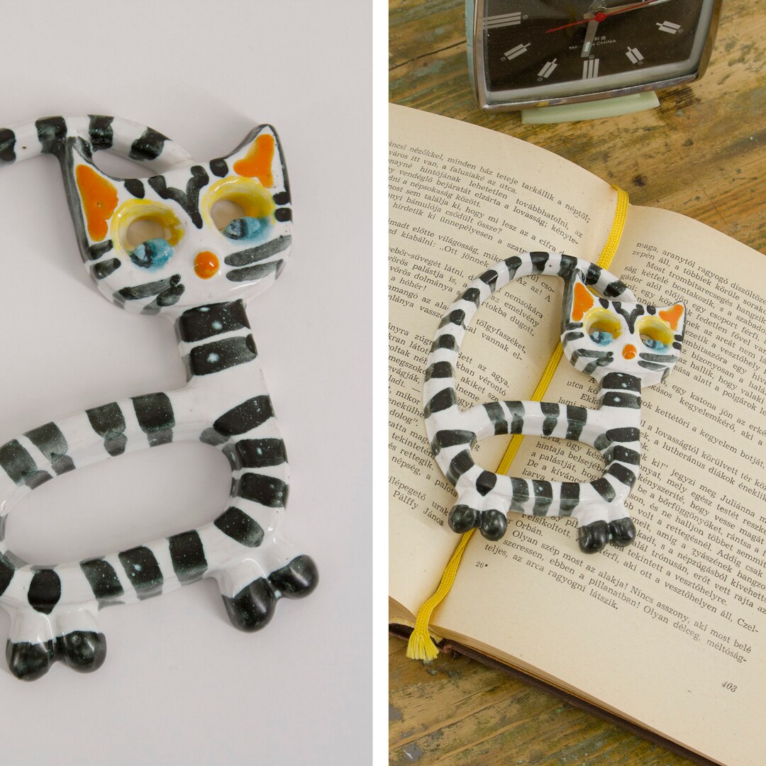 Vintage Ceramic Cat Wall Decor, 1960s Mid Century Handmade Black ...