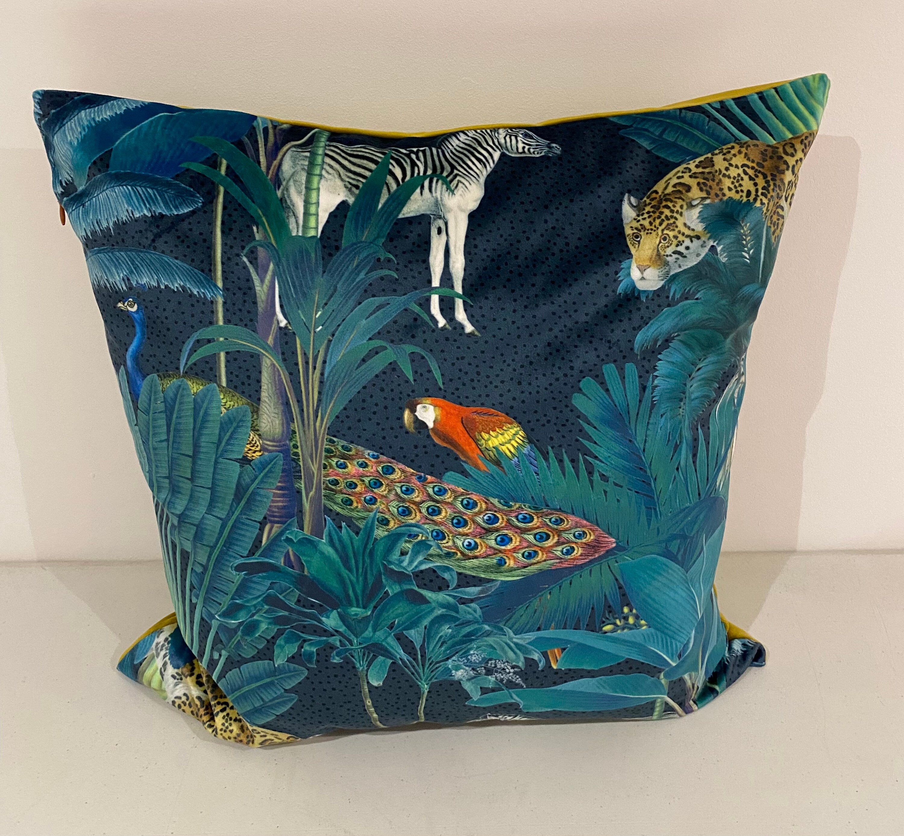 Jungle Print Velvet Fabric - Navy Background - Etsy