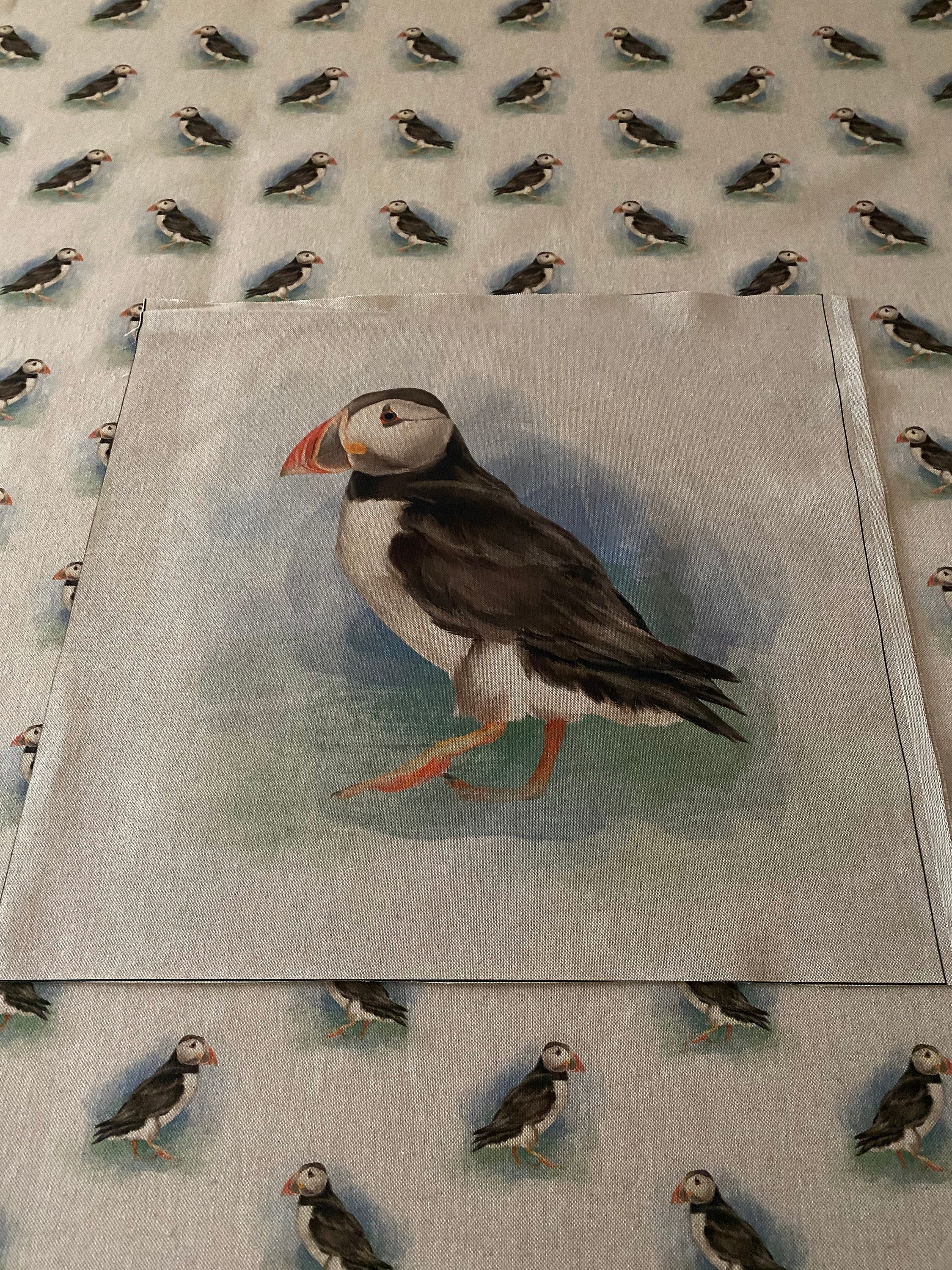 Puffin Fabric Linen Look Digital Design | Etsy