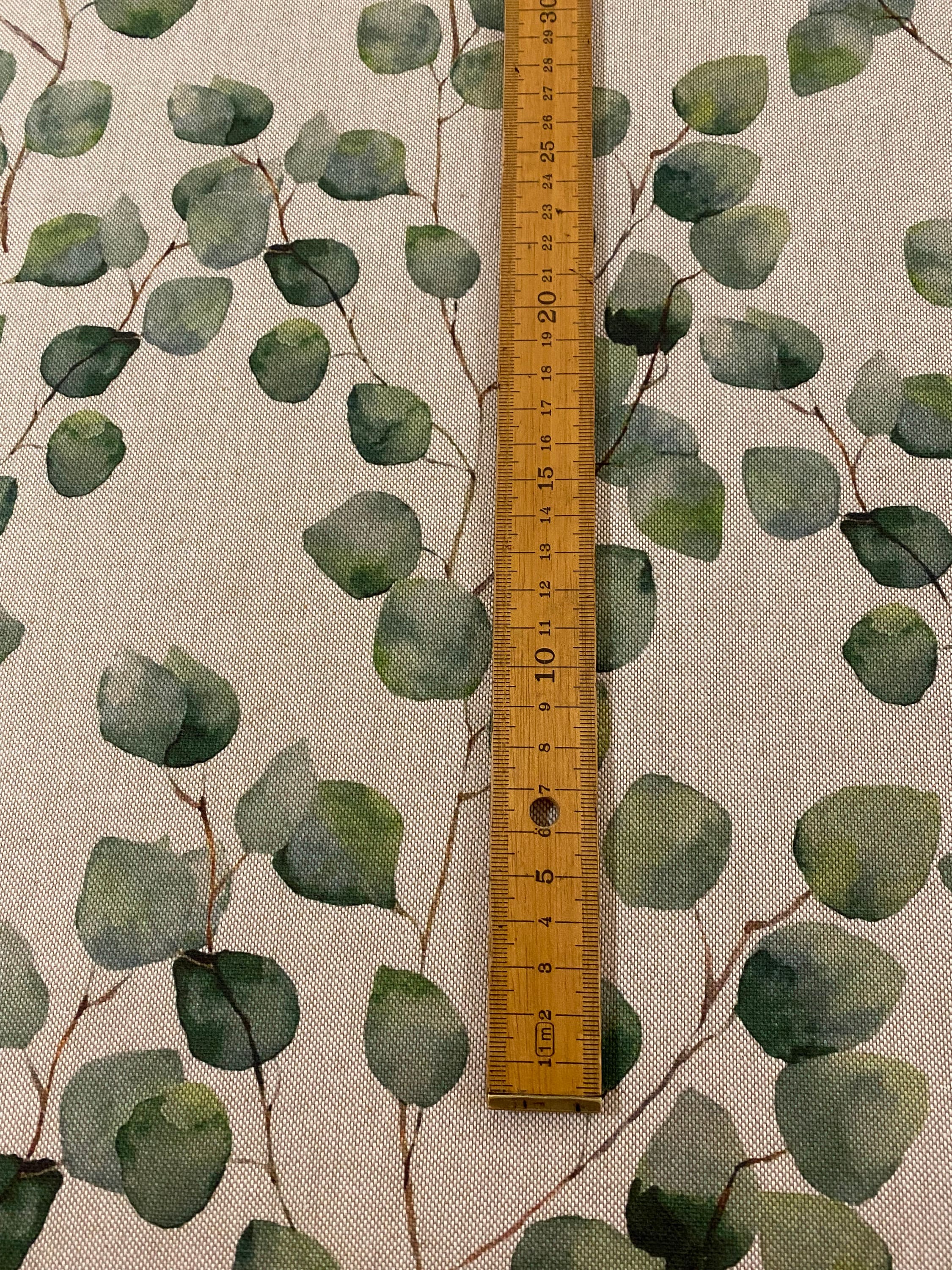 Green Leaf Watercolour Print Fabric Linen Look | Etsy