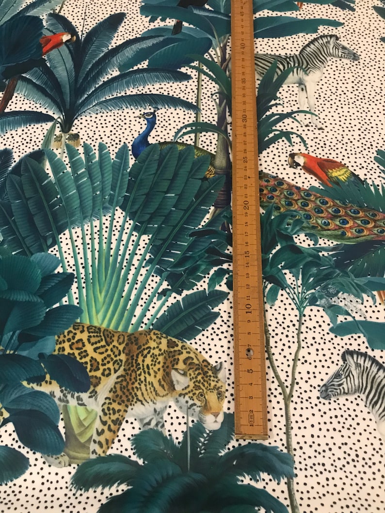 Jungle Print Velvet Fabric - White Background - Etsy