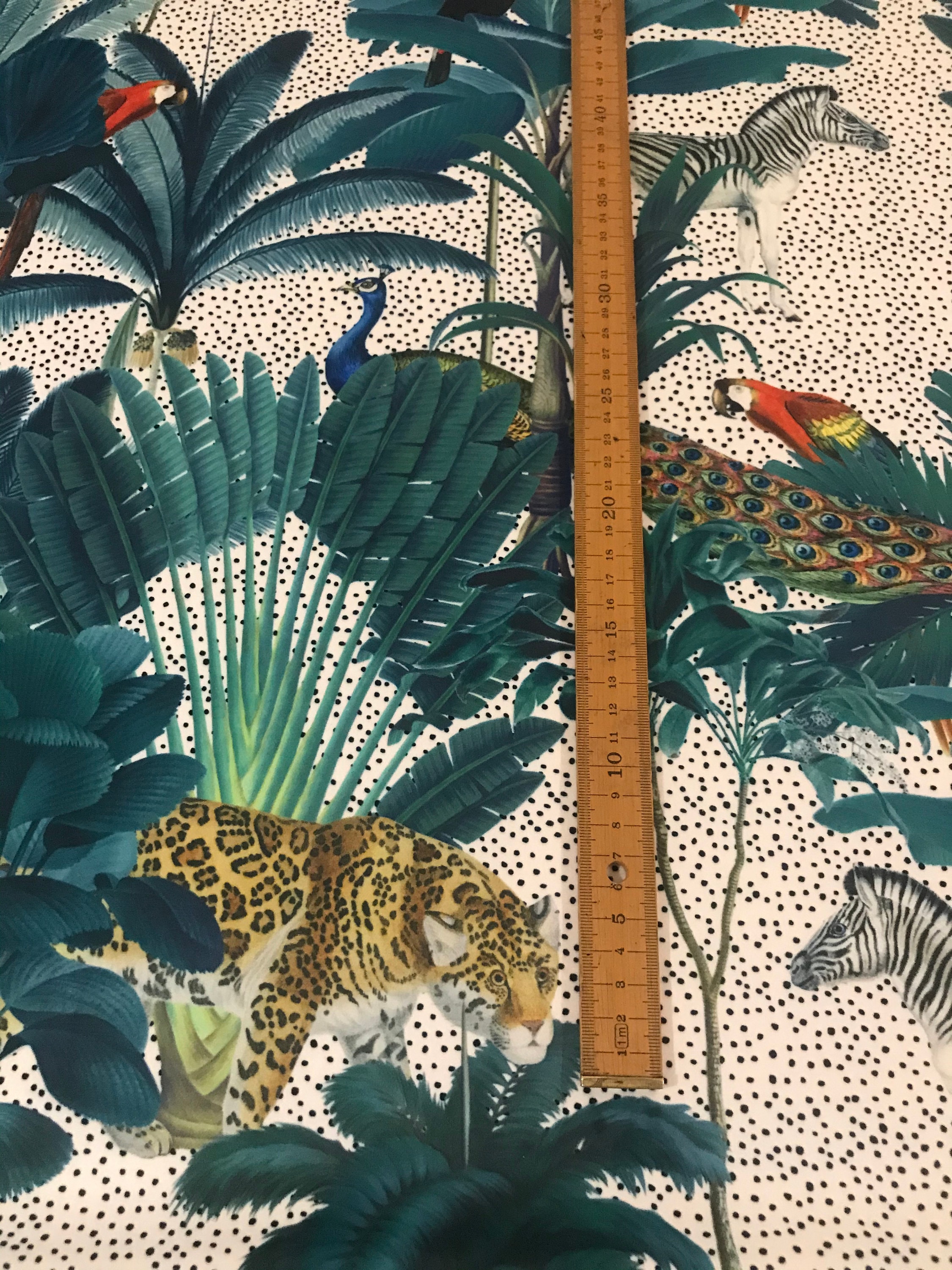 Jungle Print Velvet Fabric White Background - Etsy UK