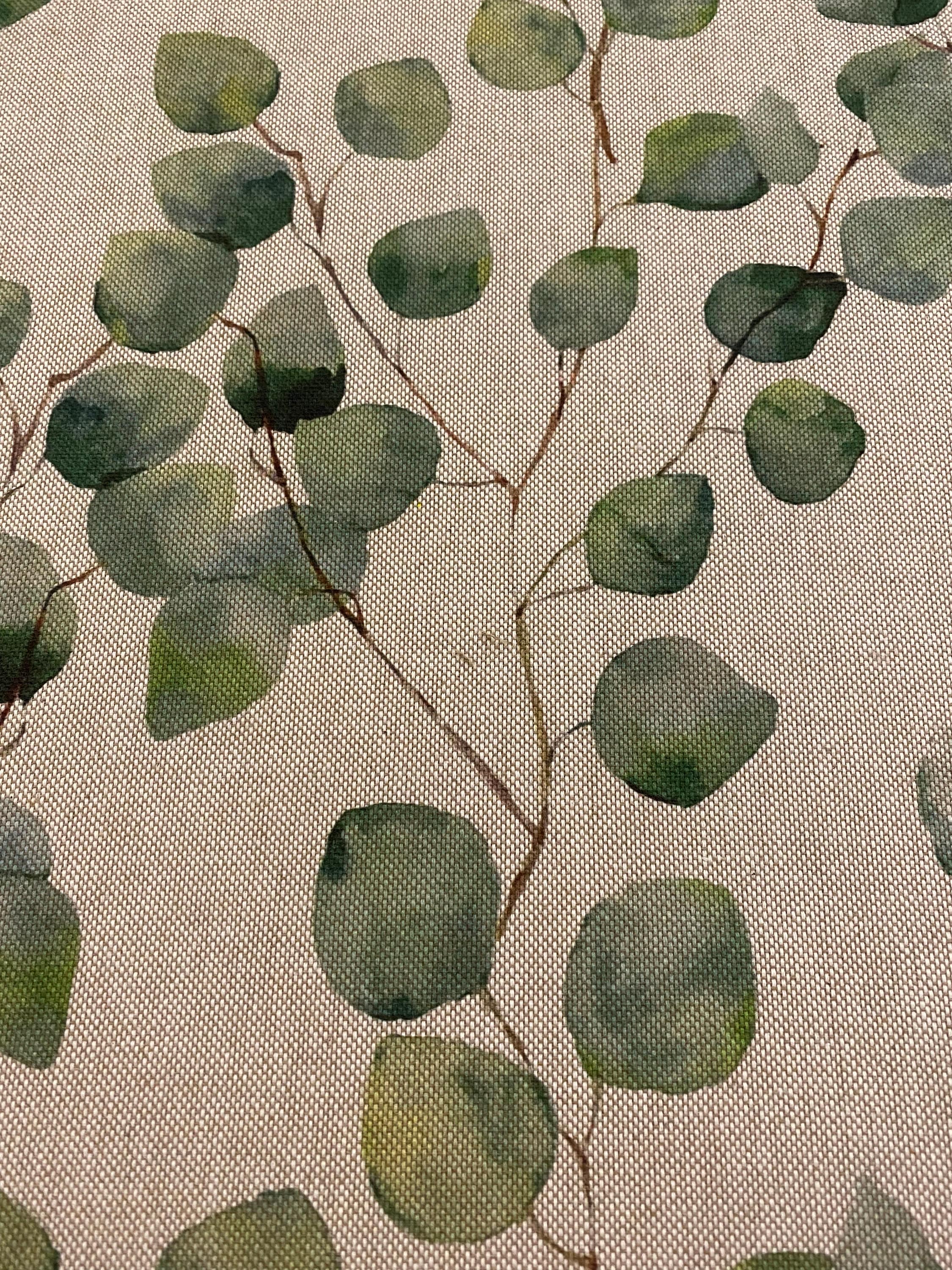 Green Leaf Watercolour Print Fabric Linen Look | Etsy