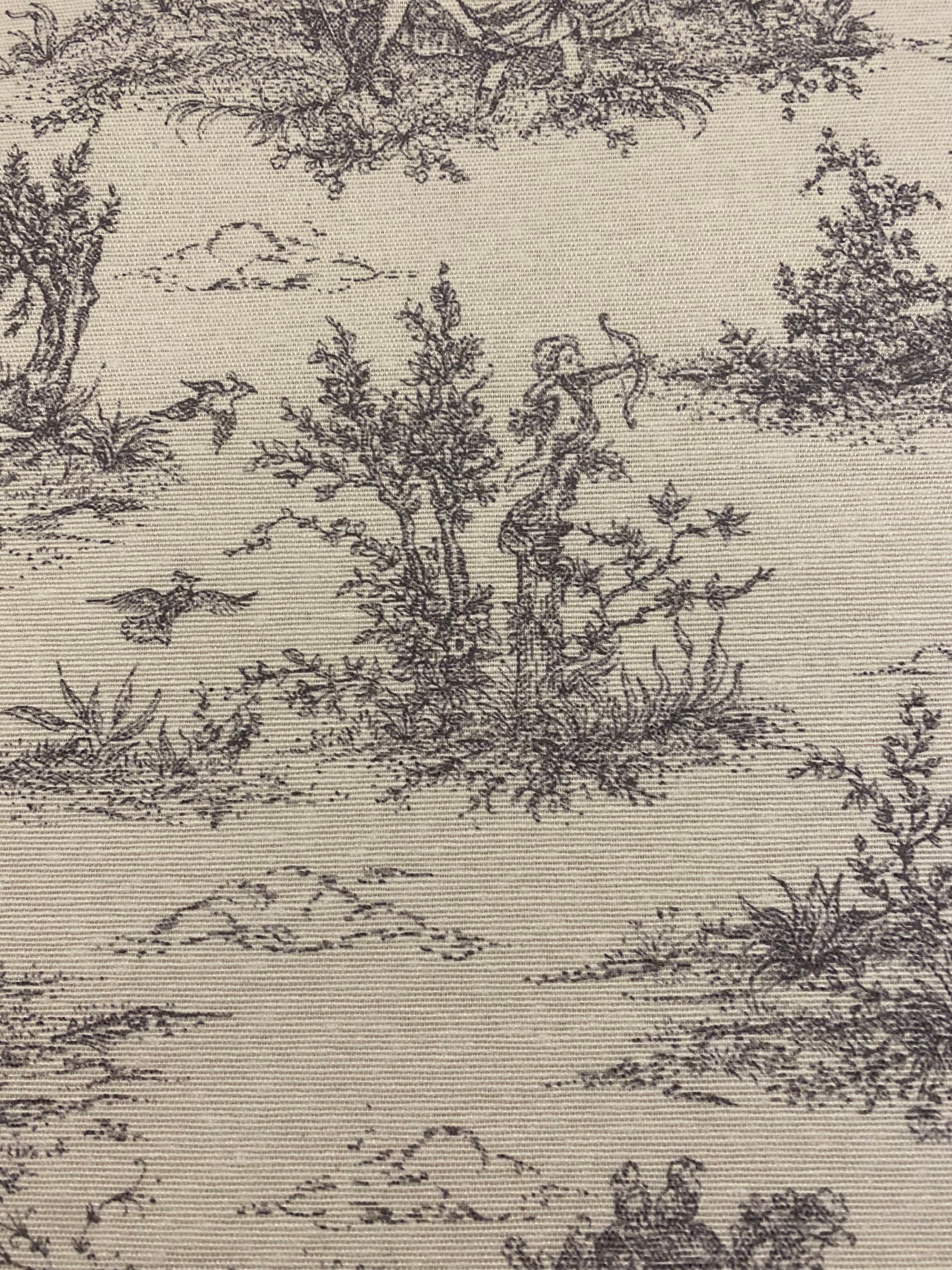 Toile De Jouy Fabric Grey Colourway - Etsy
