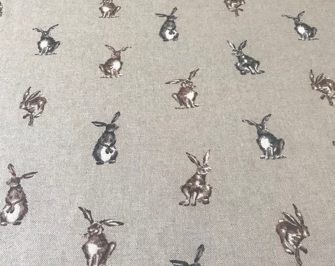 Hare Print Fabric: Natural Linen Look, Cotton Blend - Etsy