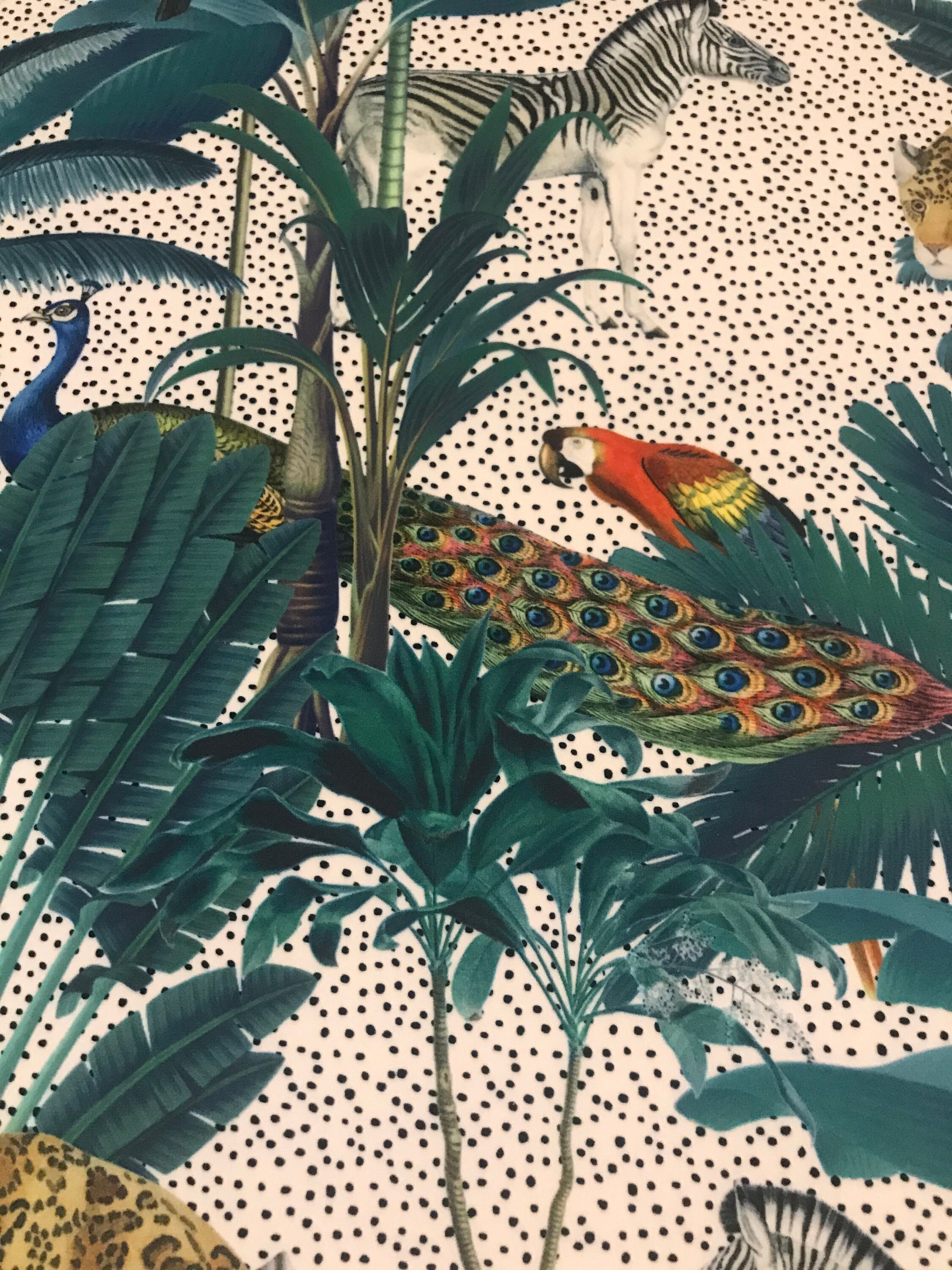 Jungle Print Velvet Fabric White Background | Etsy