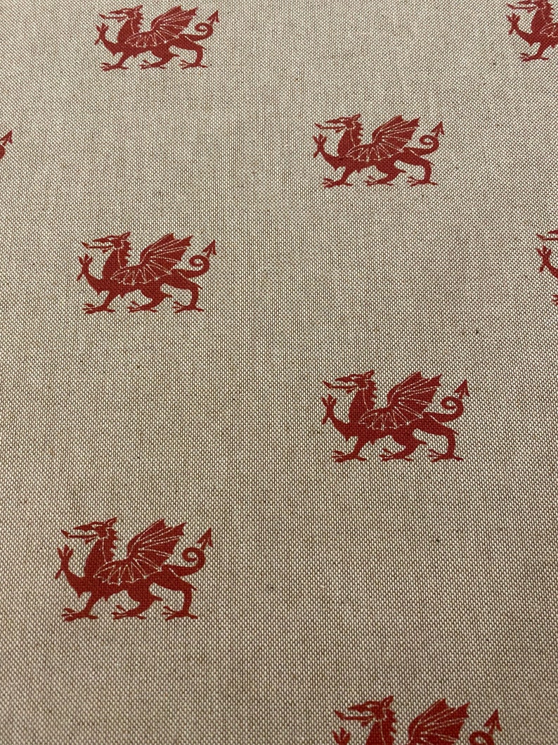 Welsh Dragon Linen Look Fabric & Cushion Panel - Etsy UK