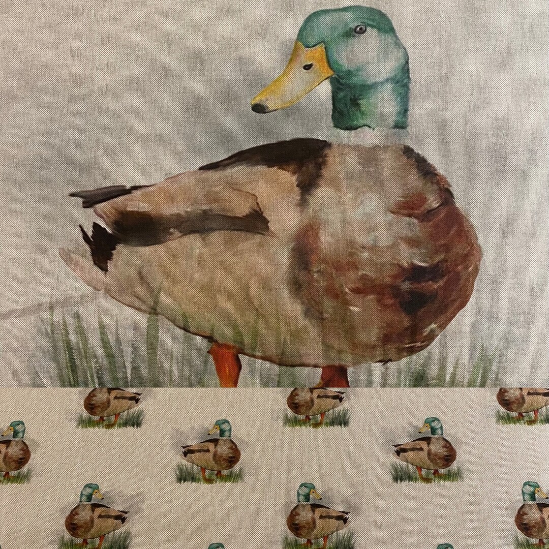 Mallard Duck Linen Look Fabric - Digital Design With Matching Cushion ...