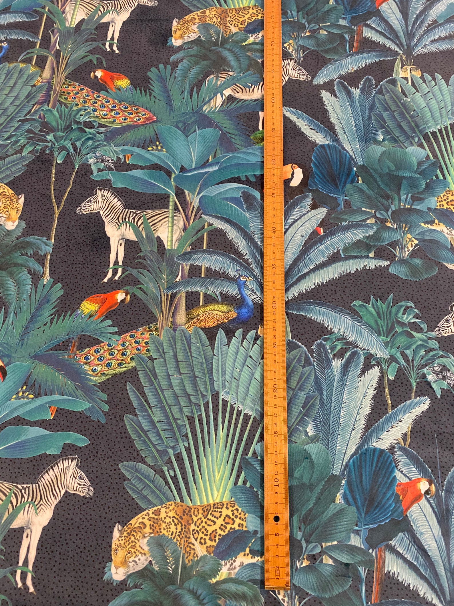 Jungle Print Velvet Fabric Navy Background - Etsy