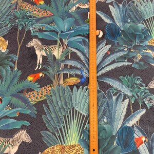 Jungle Print Velvet Fabric - Navy Background - Etsy